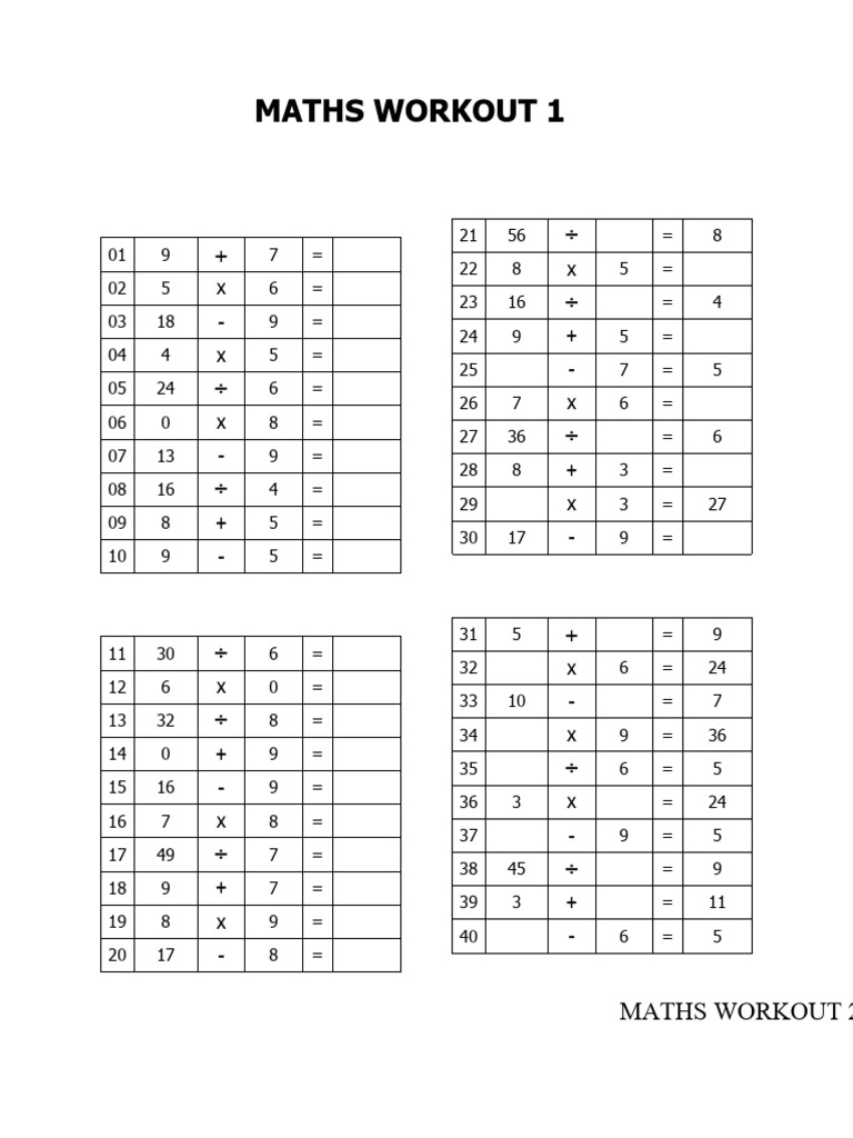 Math Workout | PDF