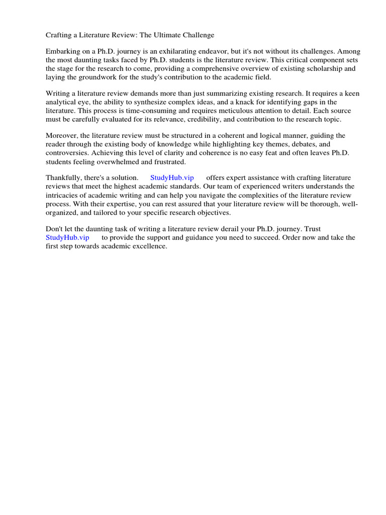 Sample Literature Review Phd | PDF | Literature Review | Thesis Sample Literature Review Phd | PDF | Literature Review | Thesis