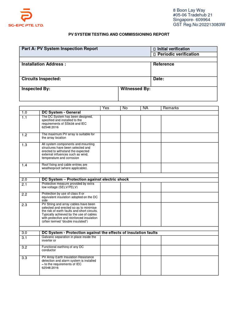 PV System Testing & Commissioning Report | PDF | Direct Current ...