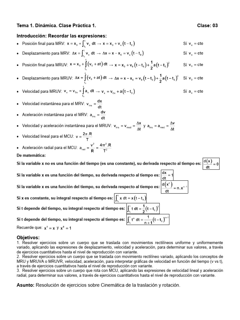 03.Tema 1.Dinámica.CP 1 (1) | PDF | Velocidad | Cinemática