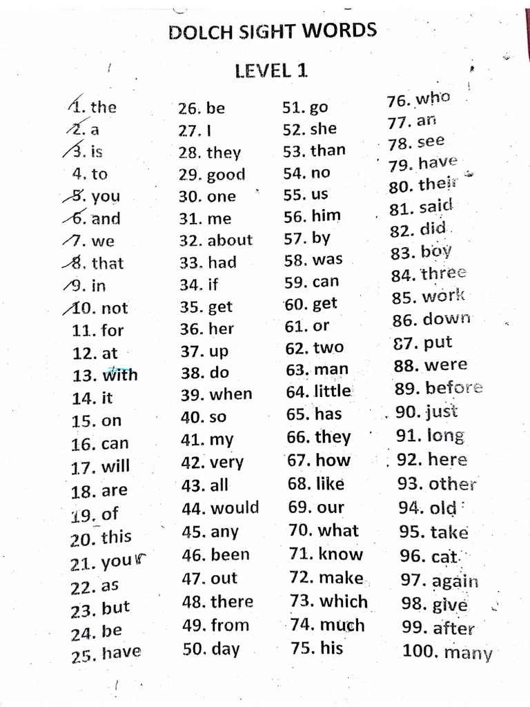 Dolch Sight Words | PDF