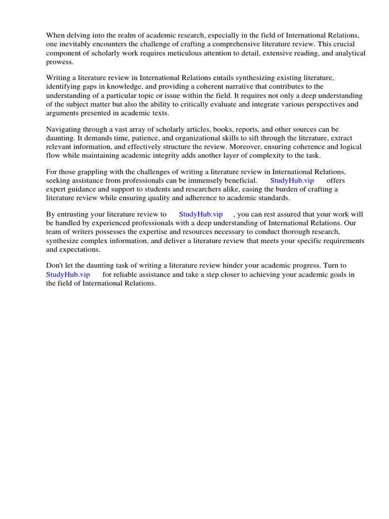 International Relations Literature Review Example | PDF | Science ...
