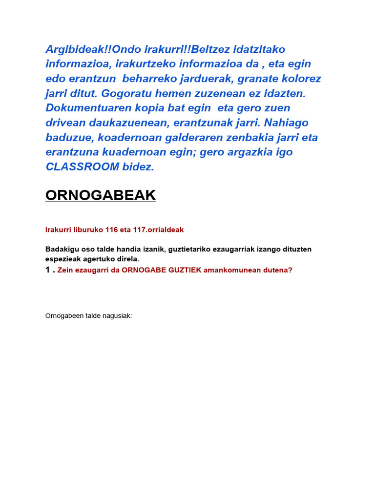 Ornogabeak 1.partea Martxoak 24 | PDF