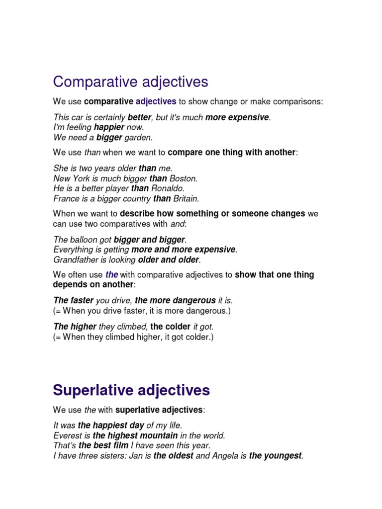 Comparative Adjectives Exerc | PDF | Adjective | Syntax