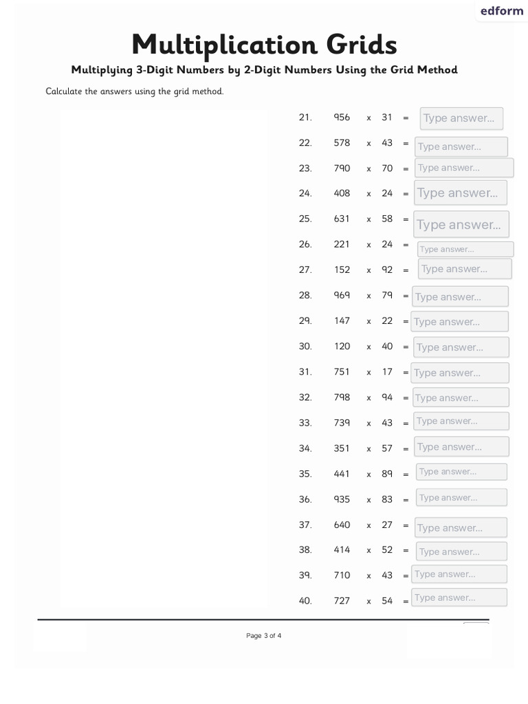 Grade 4 Math - Multiply 3-digits number by 2-digits number | PDF