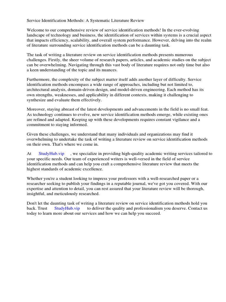 Service Identification Methods A Systematic Literature Review | PDF ...