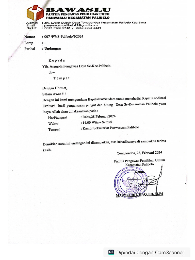 Undangan Rapat Koordinasi | PDF