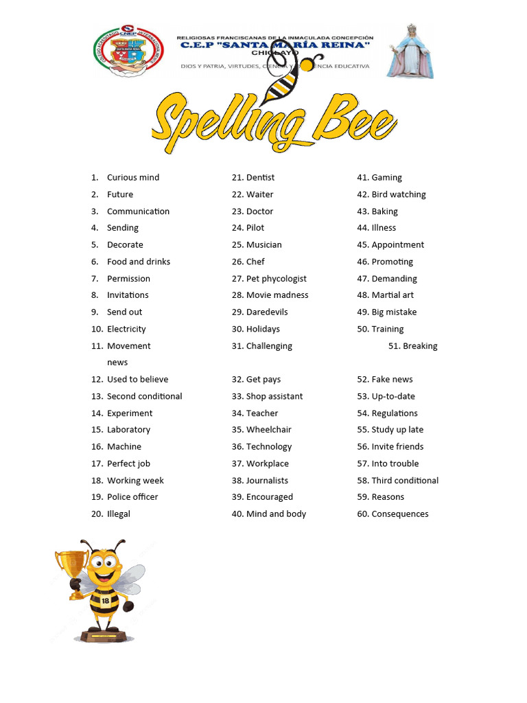 SPELLING_BEE-_4TH_GRADE | PDF