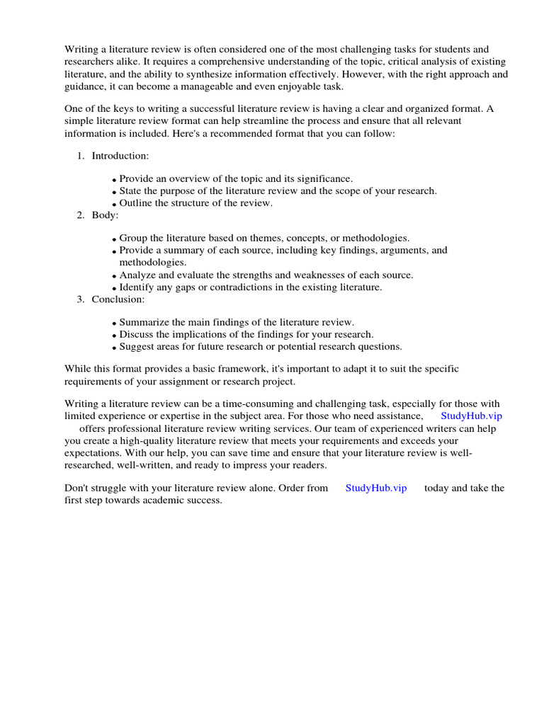 Simple Literature Review Format | PDF | Art | Science & Mathematics