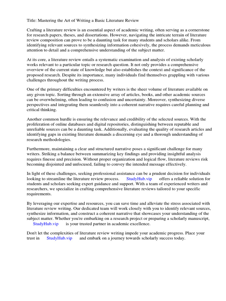 Writing A Basic Literature Review | PDF | Literature Review | Thesis