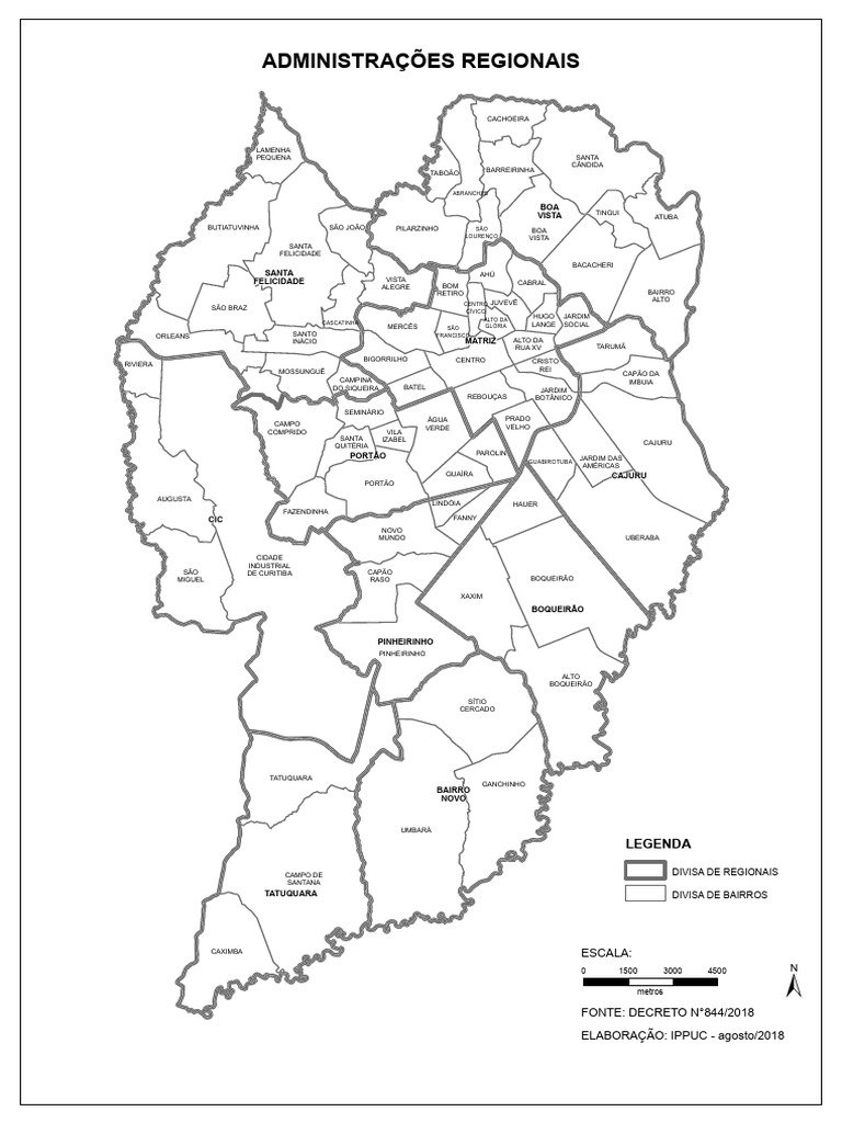 Mapa Político - Regionais Com Bairros (Monocromático) | PDF