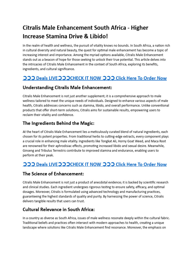 Citralis Male Enhancement in South Africa | PDF | Wellness