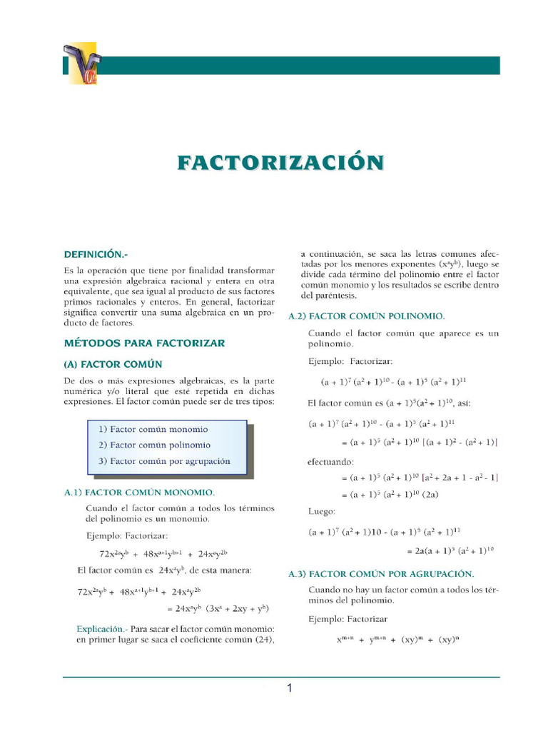 S6-Parte Teorica-Factorizacion | PDF