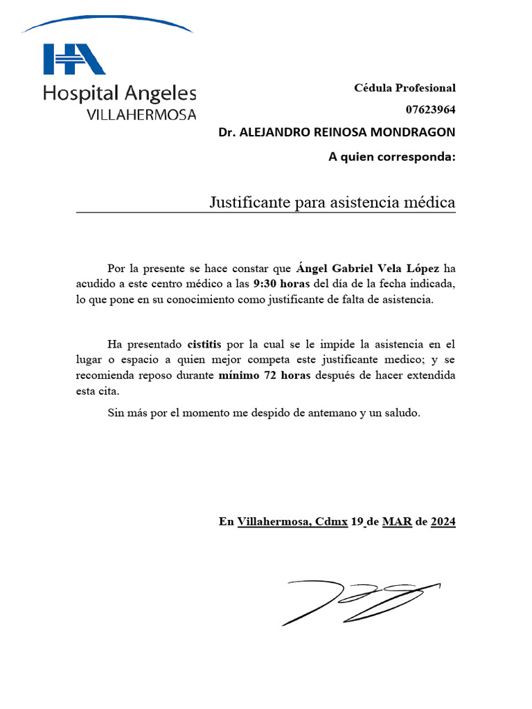 Justificante Médico para Reposo | PDF