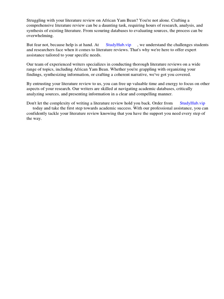 Literature Review African Yam Bean | PDF | Foods | Nutrition