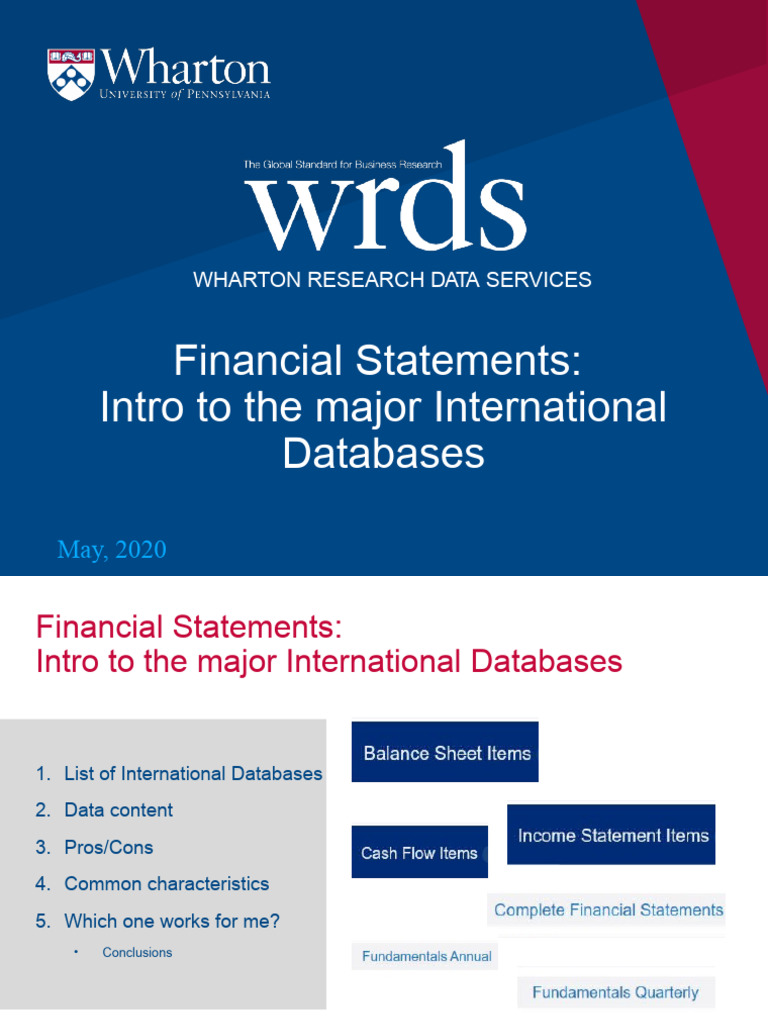 WRDS Presentation Financial Statements Global Coverage | PDF