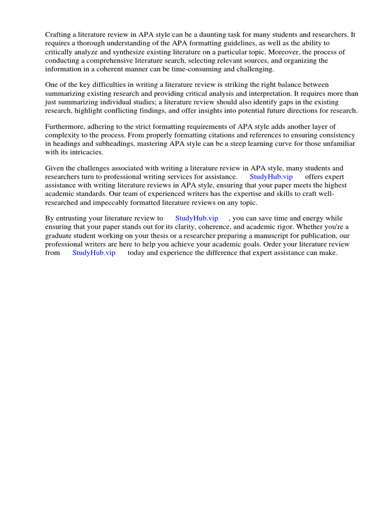 Apa Style of Writing Literature Review | PDF | Apa Style | Methodology