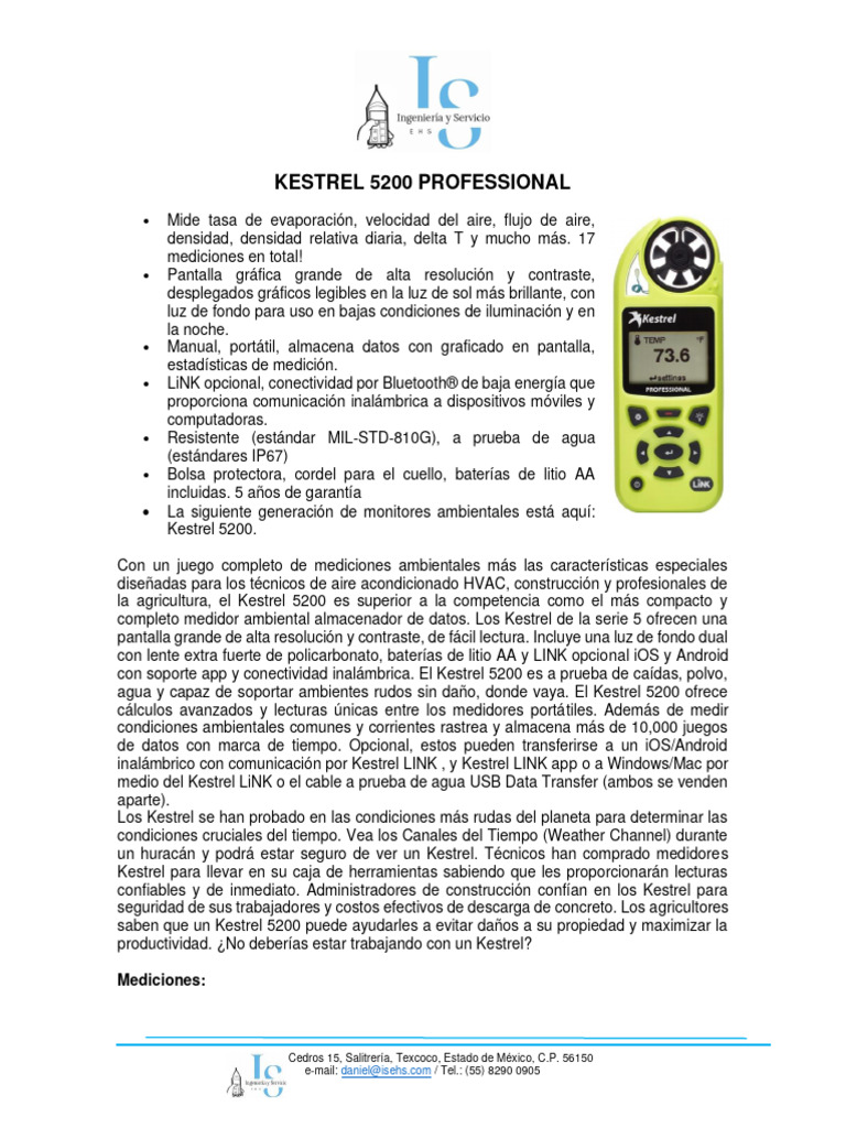 Kestrel 5200 | PDF | Humedad