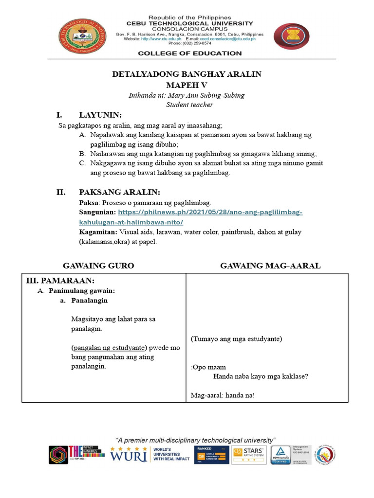 DLP_PAGLILIMBAG_MAPEH_GRADE_V | PDF