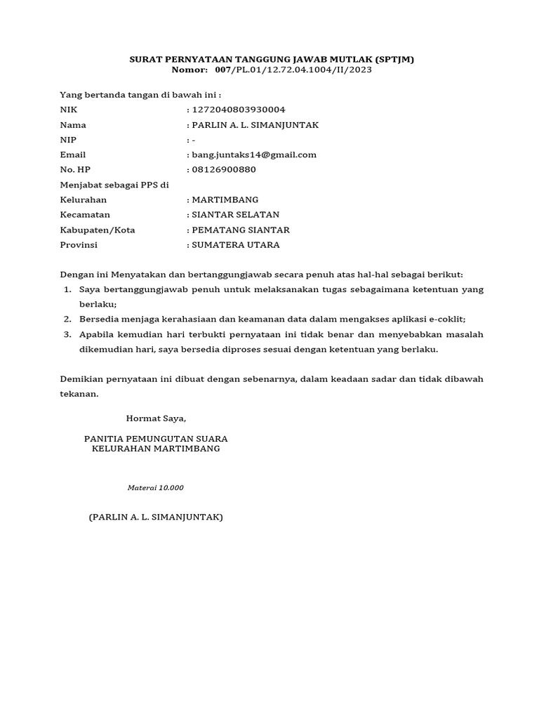 SPTJM PPS | PDF | Politik | Hukum
