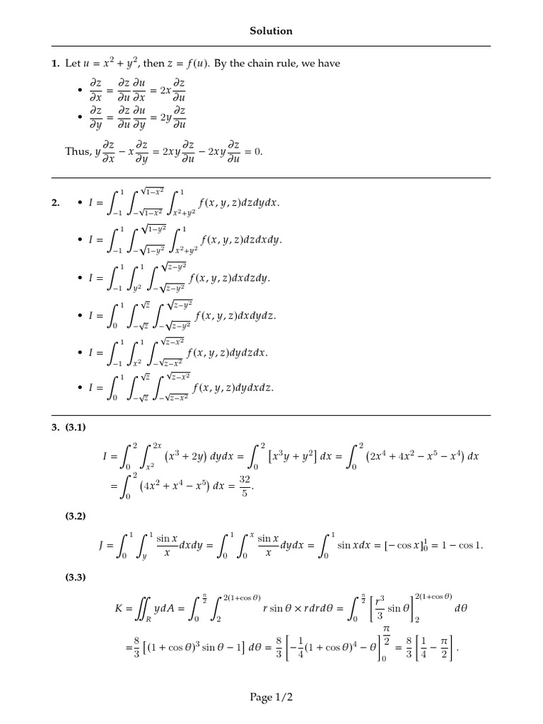 Solution FX 2019-2020 S1 | PDF | Mathematical Analysis | Multivariable Calculus