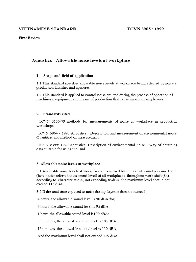 10 TCVN 3985 1999 | PDF | Noise | Decibel
