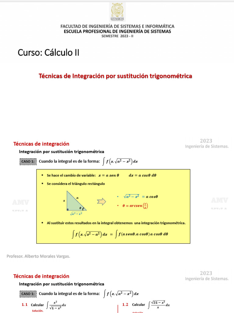 Integración Por Sustitución Trigonométrica | PDF | Integral | Trigonometría