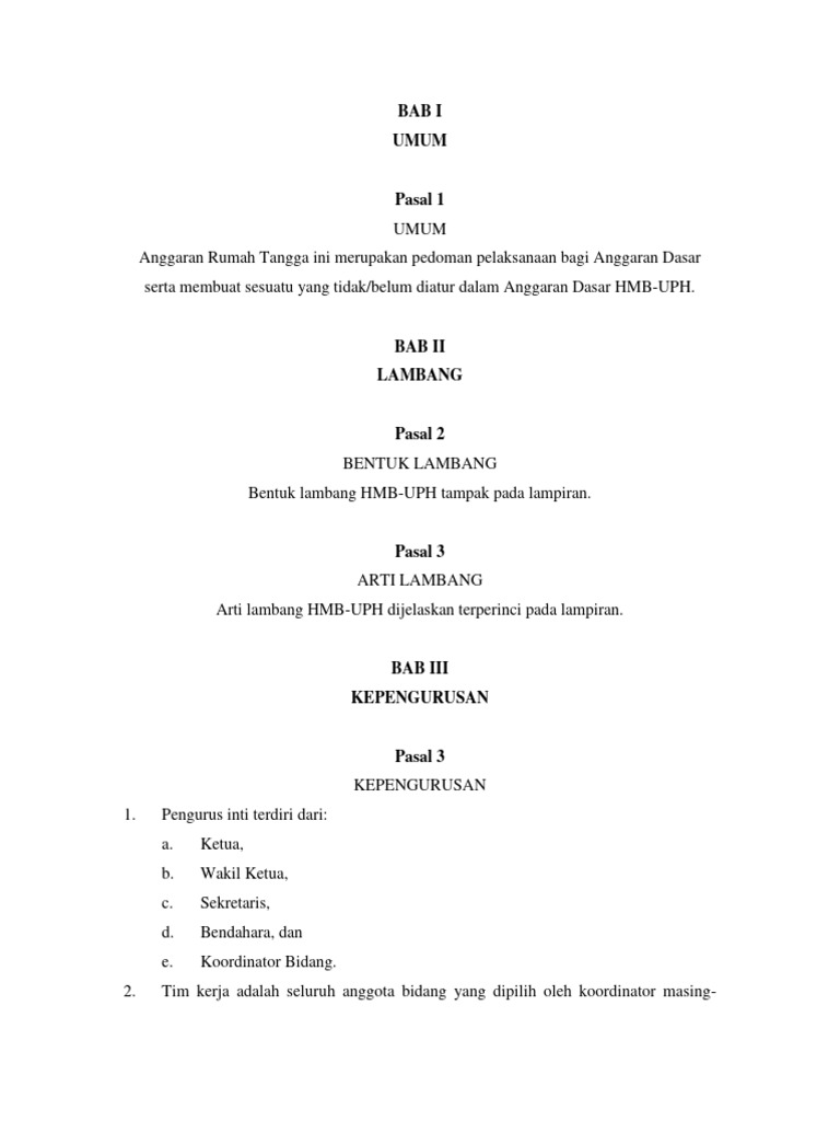 Anggaran Rumah Tangga HMB | PDF