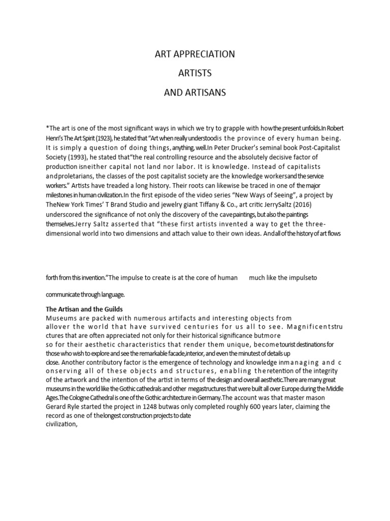 ART APPRECIATION | PDF | Economies | Liberal Arts Education