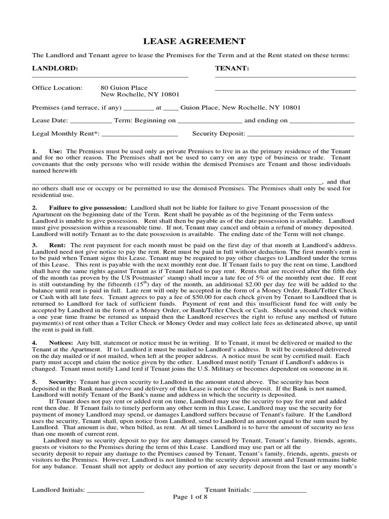 Lease Agreement: Landlord: Tenant | PDF