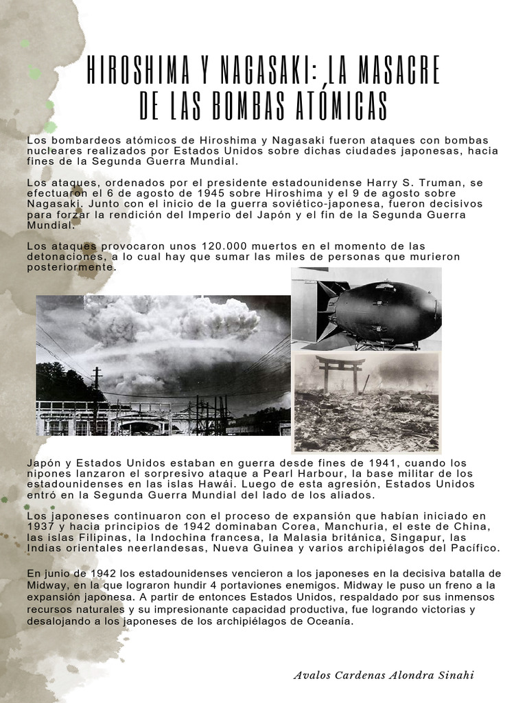 Bombas Atómicas en Hiroshima y Nagasaki | PDF