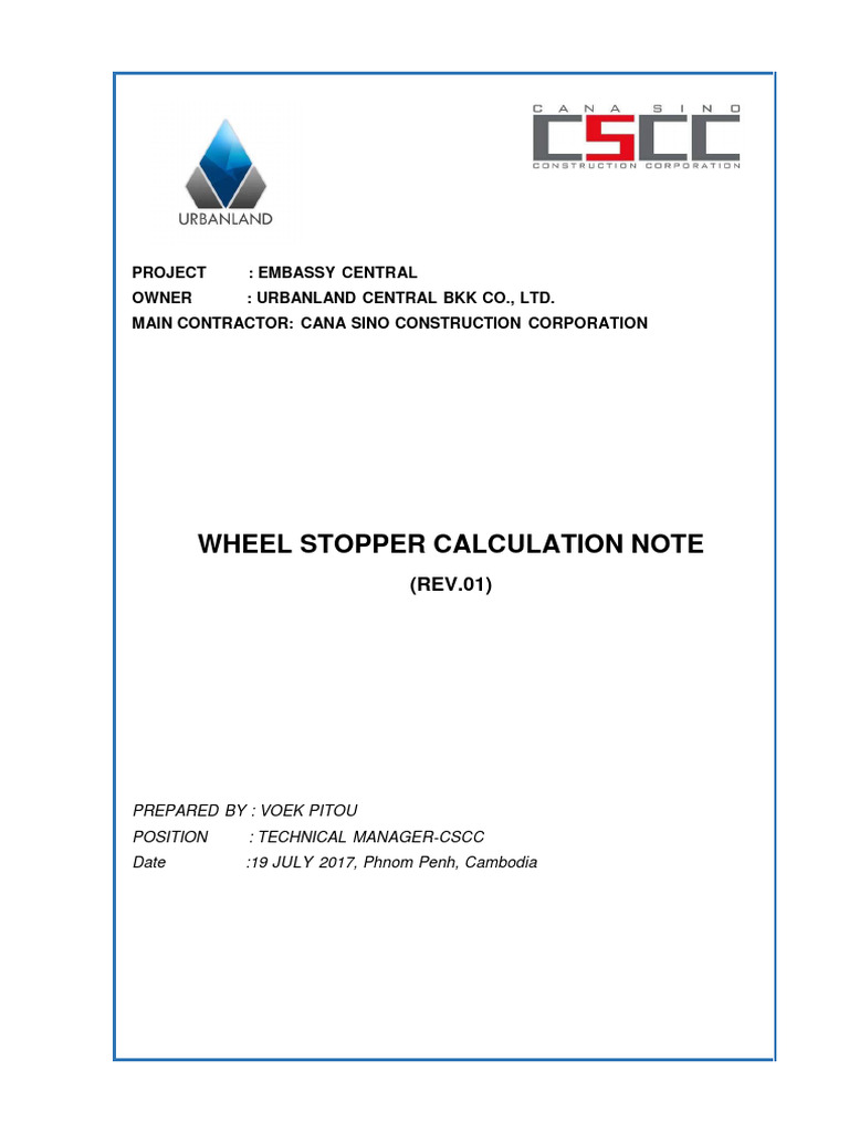 Wheel Stopper Calculation Note | PDF | Physical Sciences | Applied And Interdisciplinary Physics