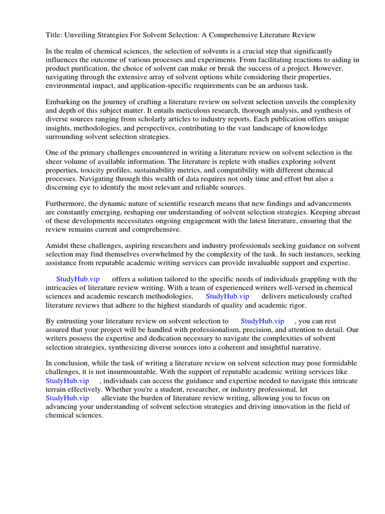 Strategies For Solvent Selection A Literature Review | PDF Strategies For Solvent Selection A Literature Review | PDF
