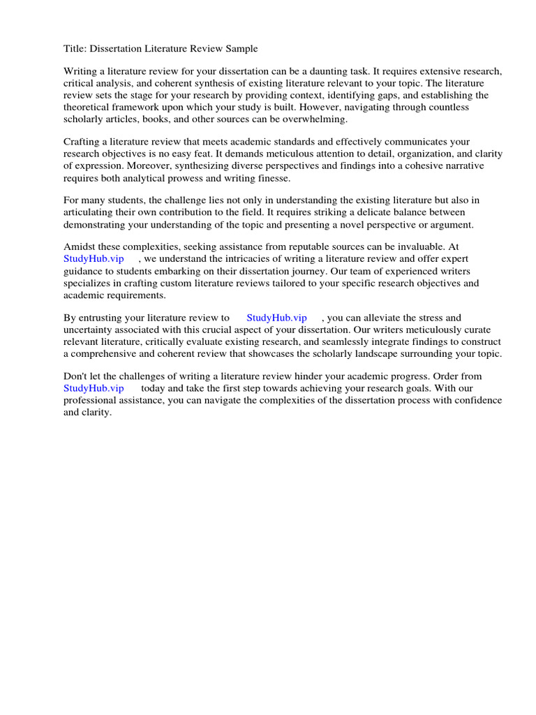 Dissertation Literature Review Sample | PDF | Literature Review | Inquiry