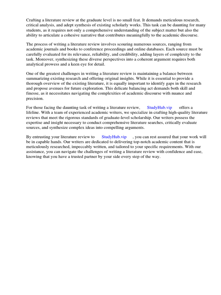 Example Graduate Level Literature Review | PDF