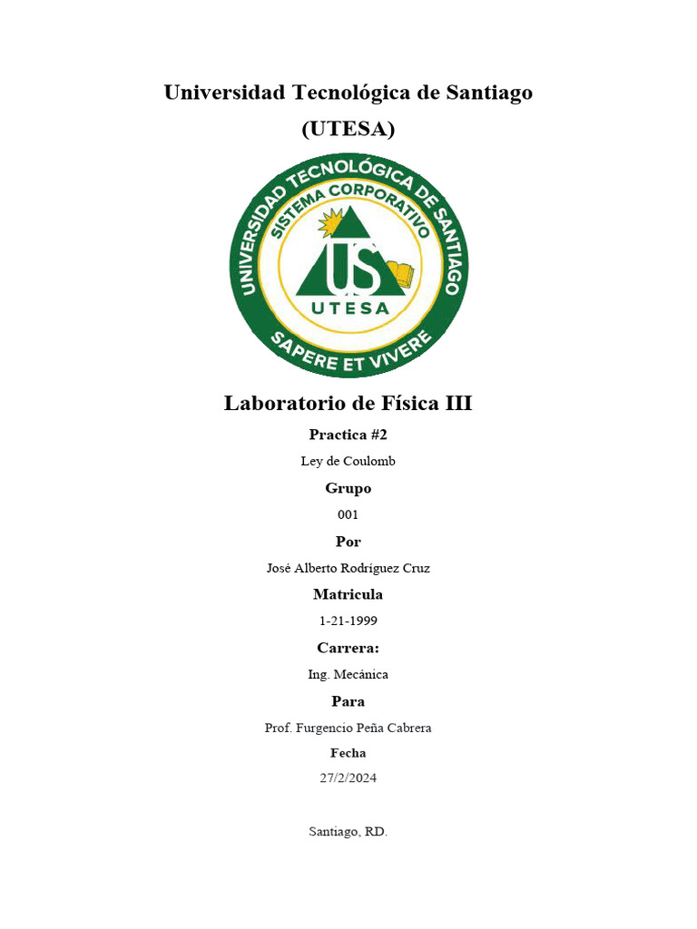 Practica #2 Lab. Fisica III | PDF Practica #2 Lab. Fisica III | PDF