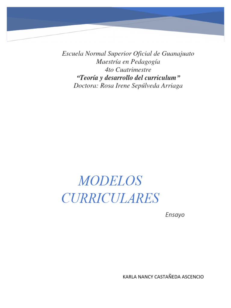 Modelos Curriculares | PDF | Plan de estudios | Enseñando