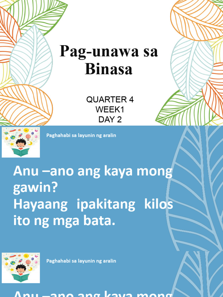 Pag-unawa sa Binasa (DAY 2) FILIPINO | PDF