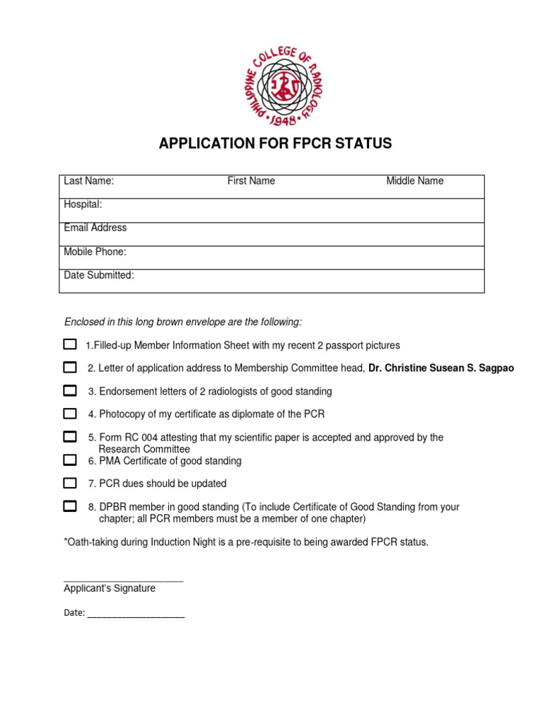 FPCR Status Application Form | PDF | Law
