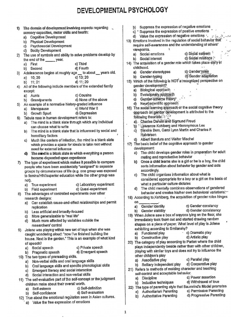 Dev Psy Drill 1 | PDF