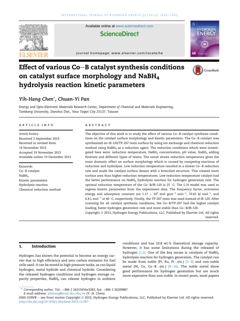Effect of Various Co-B Catalyst Synthesis Conditions On Catalyst ...