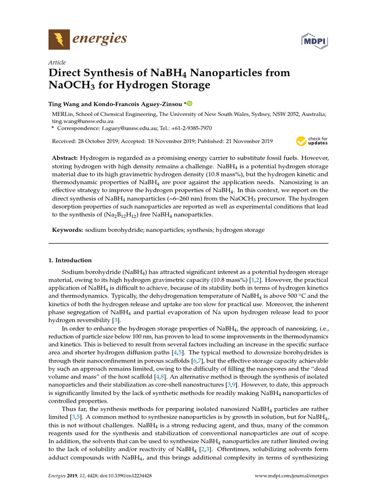 Direct Synthesis of NaBH4 Nanoparticles From NaB | PDF | Science & Mathematics
