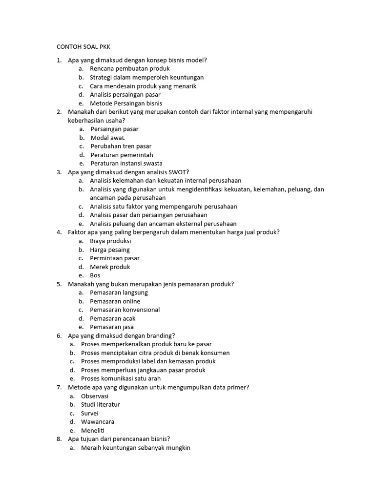 Contoh Soal PKK | PDF