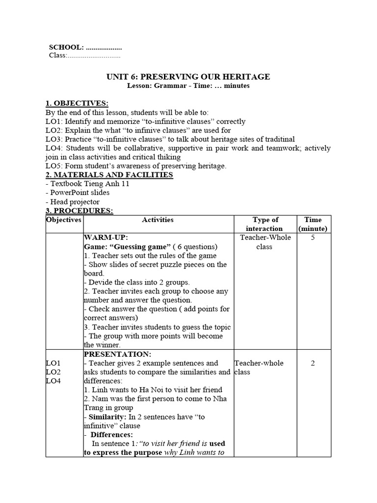 Lesson Plan - Grammar | PDF