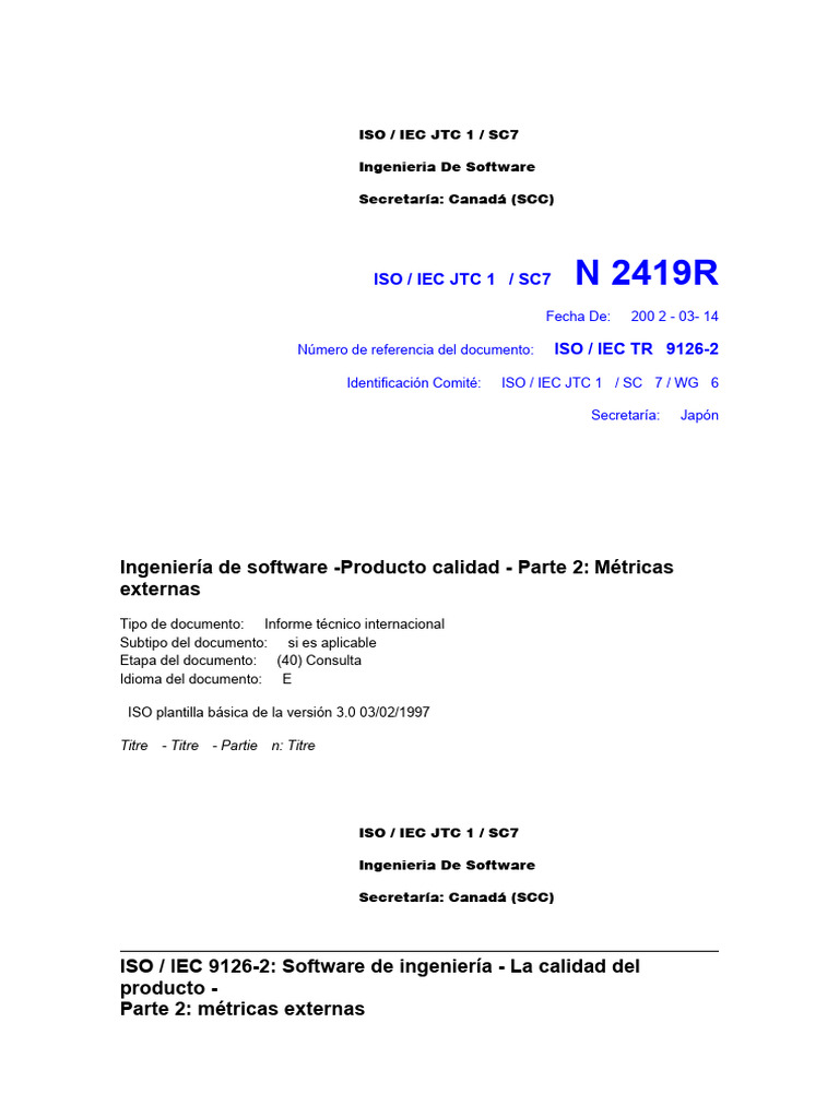 Iso 9126 2 Espanol | PDF | Calidad (comercial) | Software