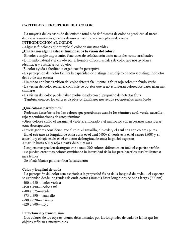 CAPITULO 9 PERCEPCION DEL COLOR | PDF | Color | Percepción visual