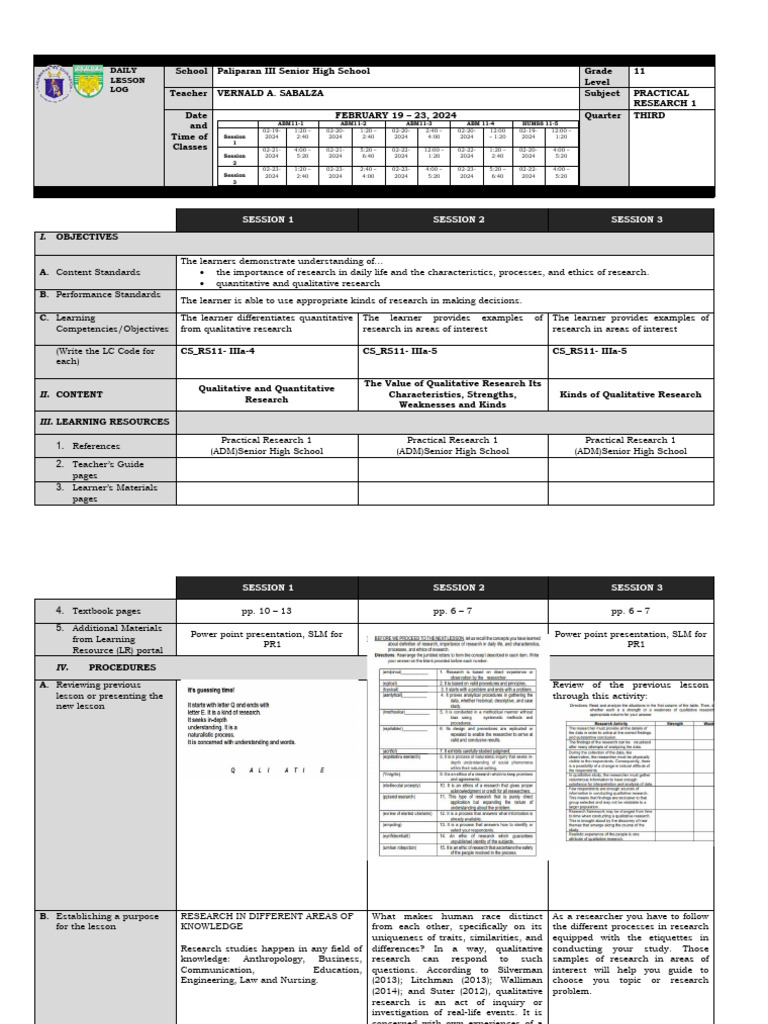 Practical Research 1 Lesson Plan | PDF