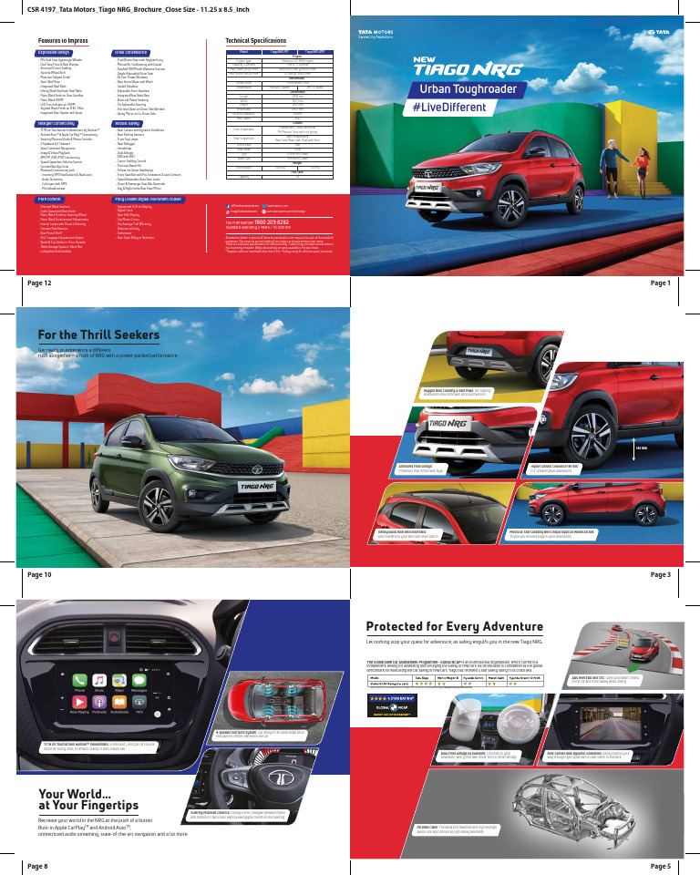 Tata Tiago NRG Brochure: Features & Specs | PDF | Steering | Anti Lock ...