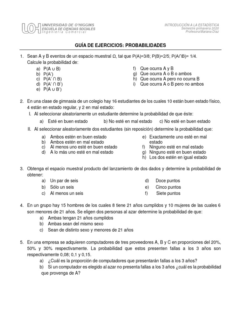 IE Guia Probabilidades Resuelta | PDF | Probabilidad | Probabilidades y estadísticas