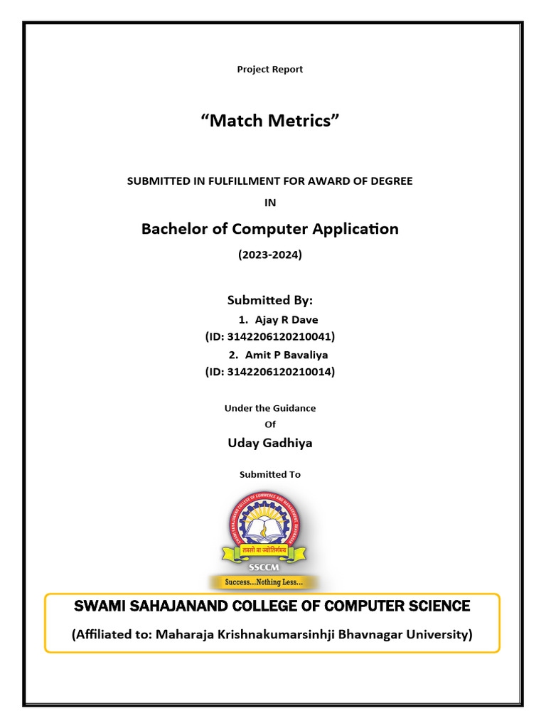 Project Report Format BCA - SSCCM | PDF